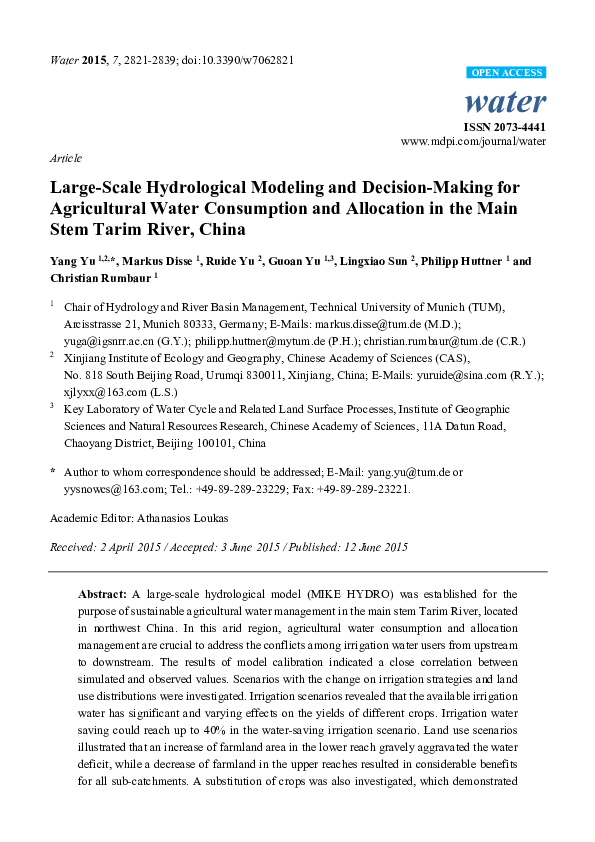 (PDF) Article Large-Scale Hydrological Modeling and Decision-Making for ...