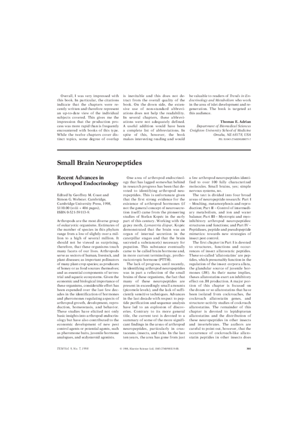 (PDF) Small Brain Neuropeptides | Stan Smith - Academia.edu
