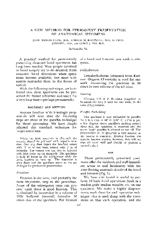 (PDF) A New Method for Permanent Preservation of Anatomical Specimens