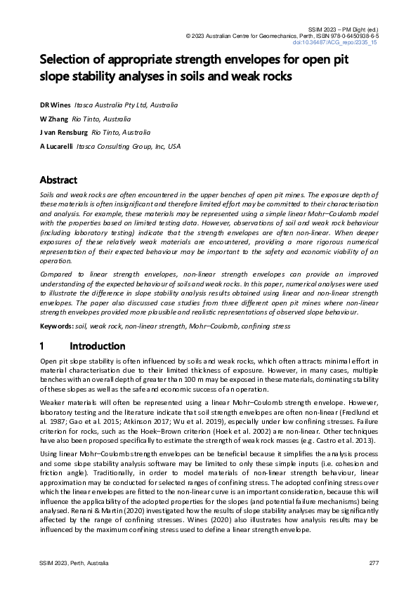 (PDF) Selection of appropriate strength envelopes for open pit slope ...
