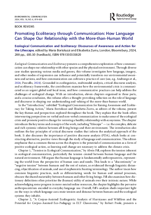 (PDF) Promoting ecoliteracy through communication: How language can ...