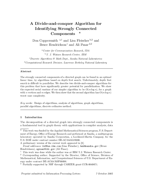 (PDF) A divide-and-conquer algorithm for identifying strongly ...