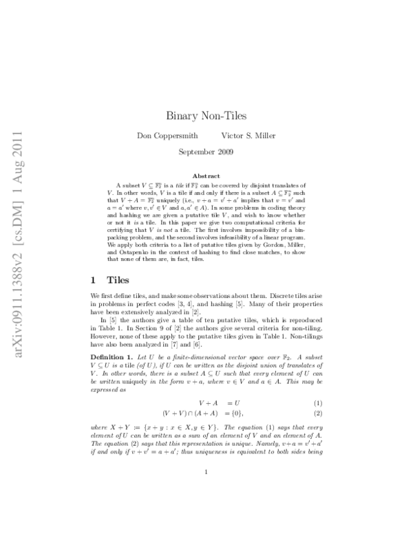 (PDF) Binary Non-tiles
