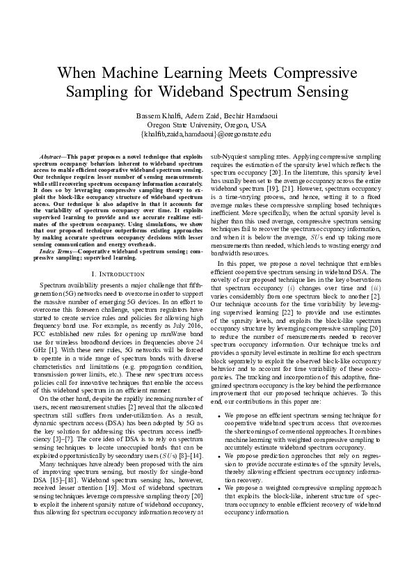 (PDF) When machine learning meets compressive sampling for wideband spectrum sensing