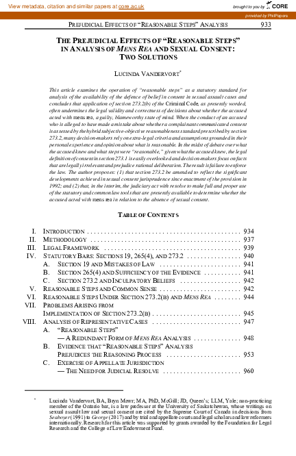 (PDF) The Prejudicial Effects of 'Reasonable Steps' in Analysis of Mens ...