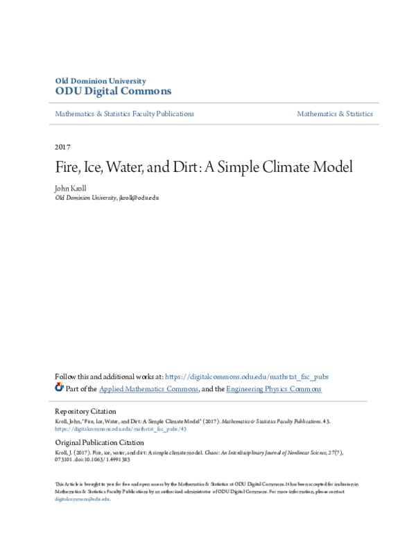 (PDF) Fire, ice, water, and dirt: A simple climate model