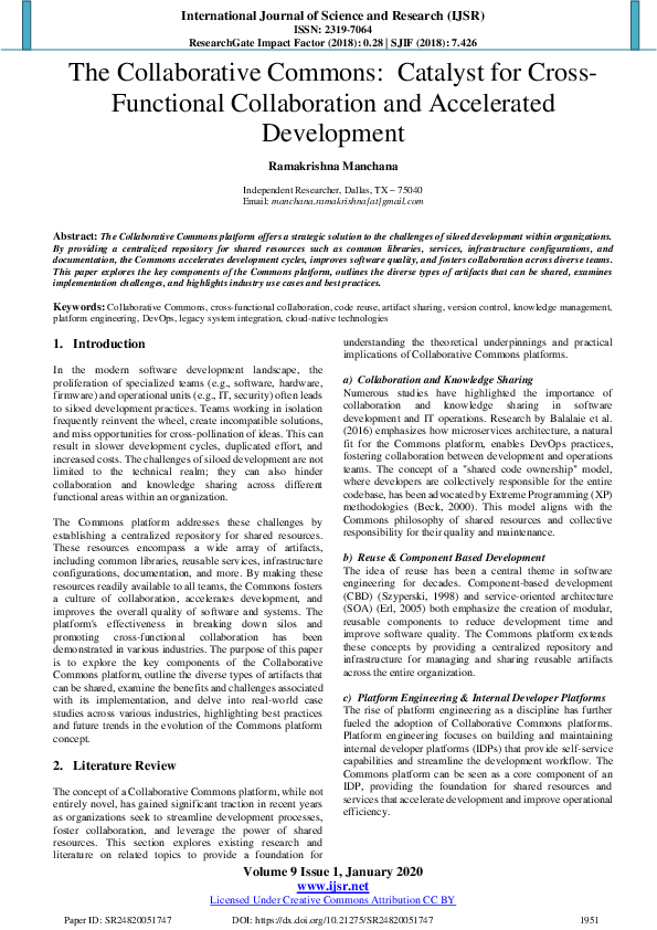 (PDF) The Collaborative Commons: Catalyst for Cross-Functional Collaboration and Accelerated ...