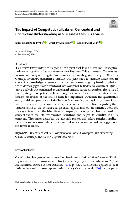 (PDF) The Impact of Computational Labs on Conceptual and Contextual ...
