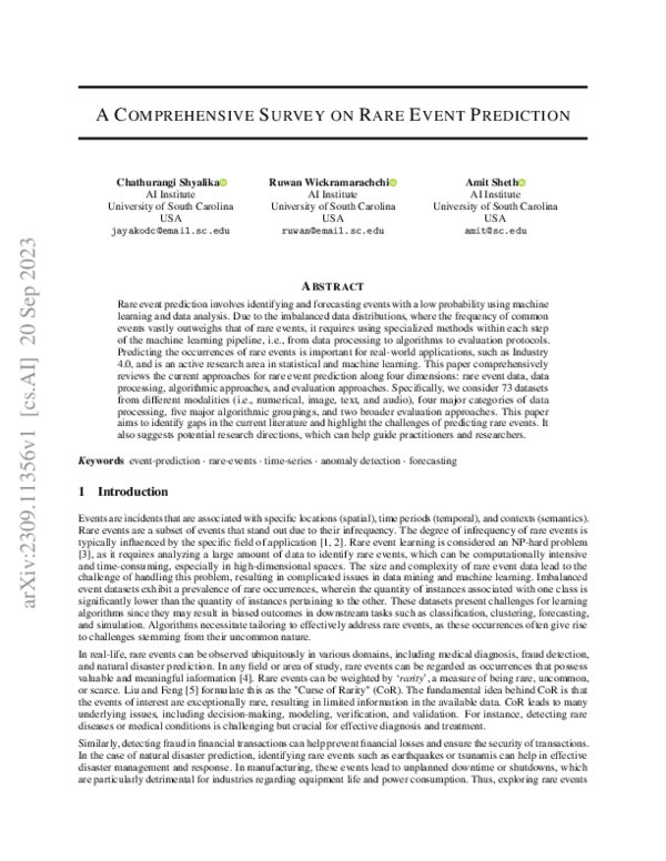 (PDF) A Comprehensive Survey on Rare Event Prediction