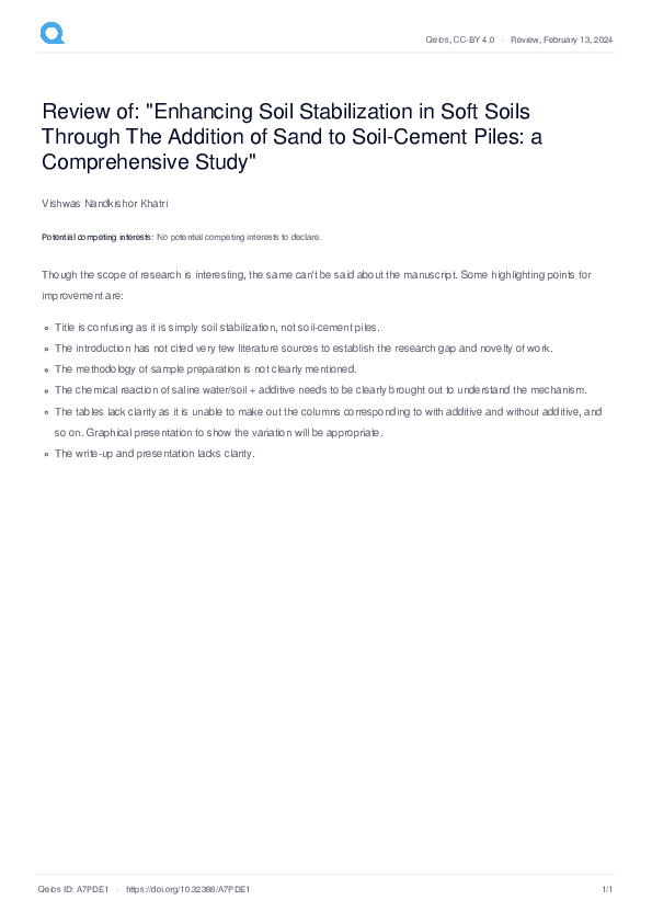 (PDF) Review of: "Enhancing Soil Stabilization in Soft Soils Through The Addition of Sand to ...