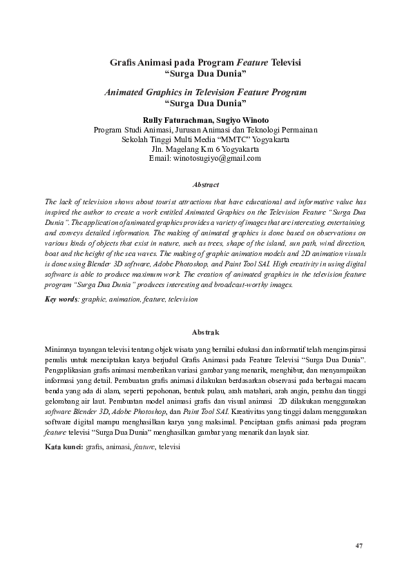 (PDF) Grafis Animasi pada Program Feature Televisi “Surga Dua Dunia ...