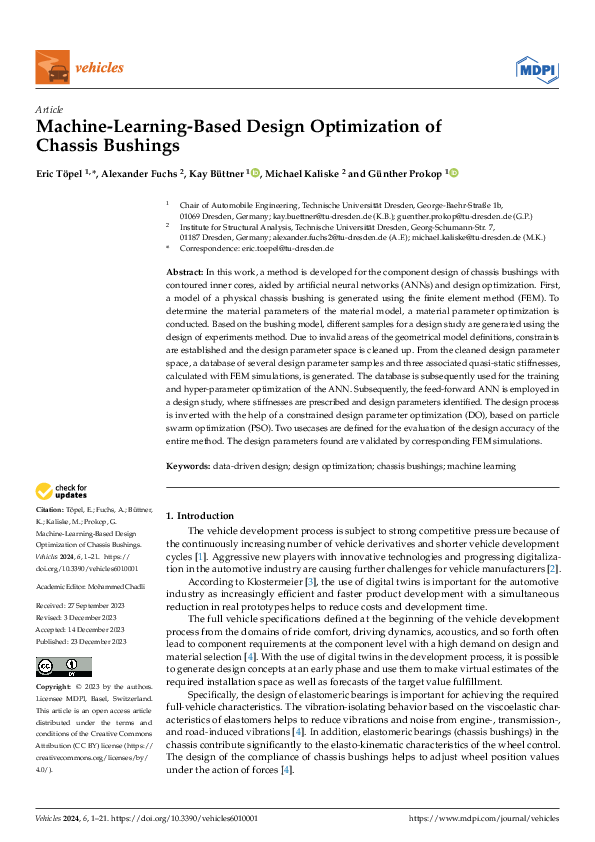 (PDF) Machine-Learning-Based Design Optimization of Chassis Bushings