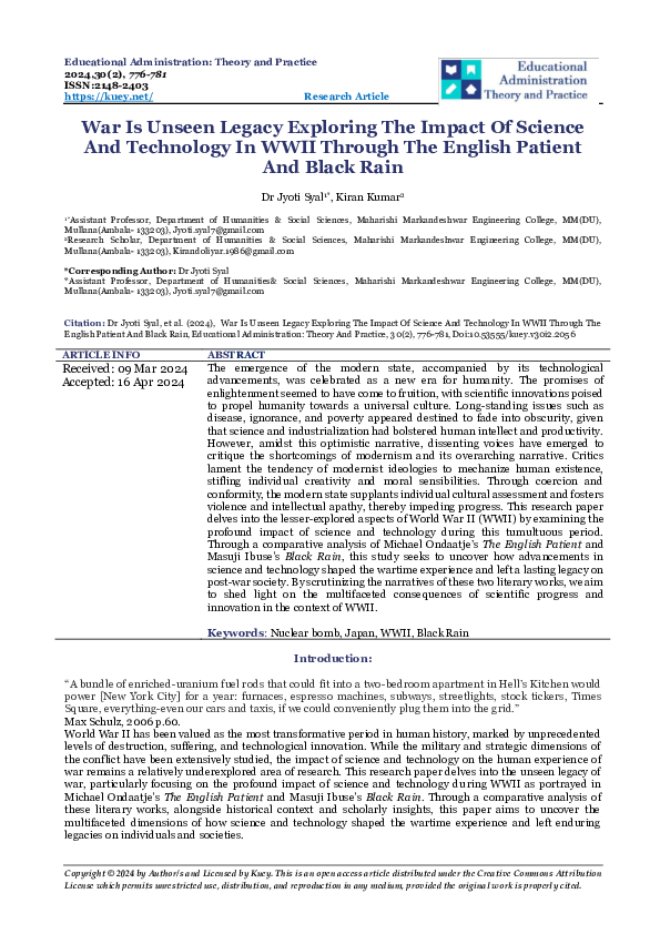 (PDF) War Is Unseen Legacy Exploring The Impact Of Science And ...