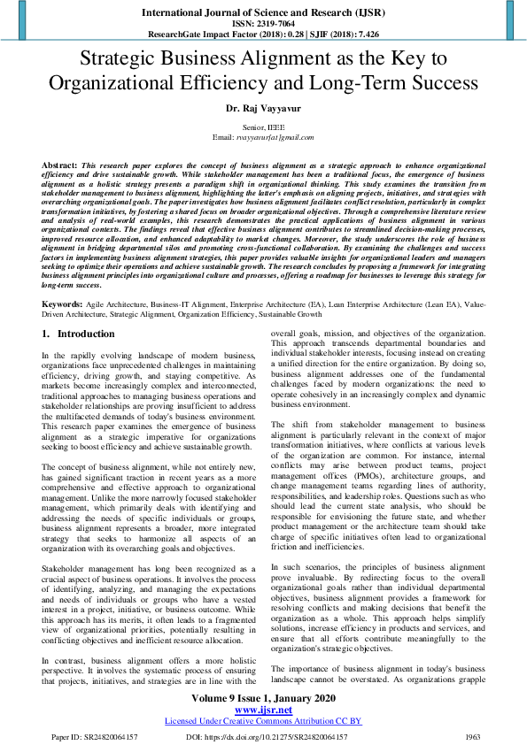 (PDF) Strategic Business Alignment as the Key to Organizational ...