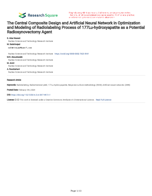 (PDF) The Central Composite Design and Artificial Neural Network in Optimization and Modeling of ...