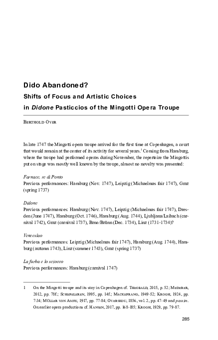 (PDF) Dido Abandoned? Shifts of Focus and Artistic Choices in Didone ...