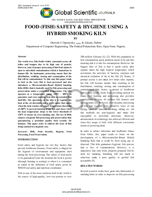(PDF) Hybrid Smoking Kiln for Safe Fish Processing and Preservation