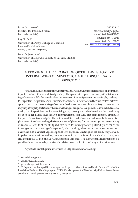(PDF) Improving the preparation of the investigative interviewing of ...