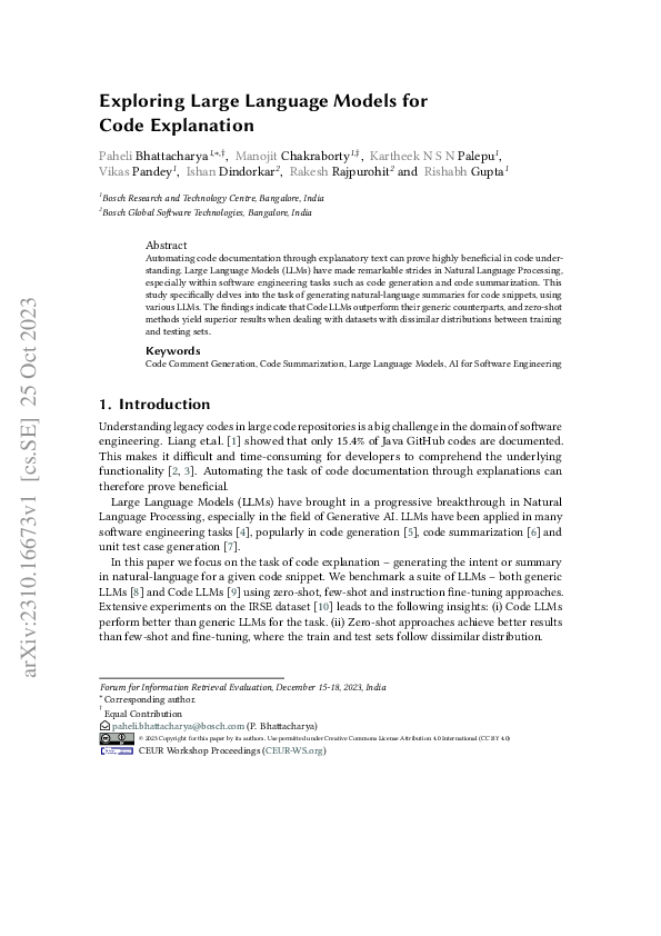 (PDF) Exploring Large Language Models for Code Explanation
