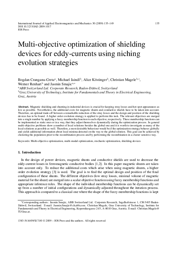 (PDF) Multi-objective optimization of shielding devices for eddy-currents using niching ...