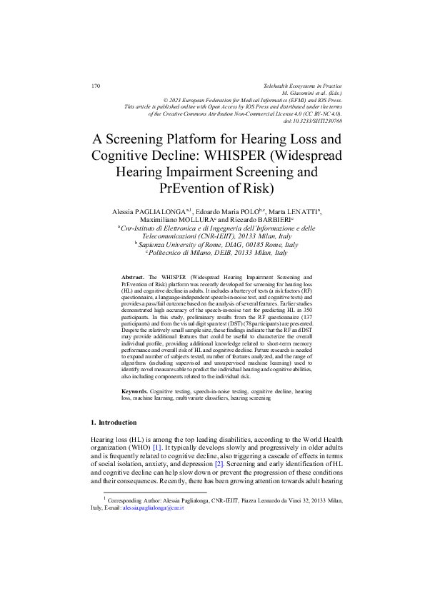 (PDF) A Screening Platform for Hearing Loss and Cognitive Decline ...