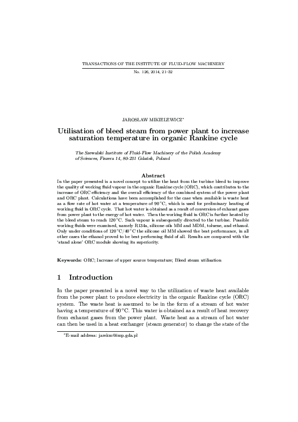 (PDF) Utilisation of bleed steam from power plant to increase ...