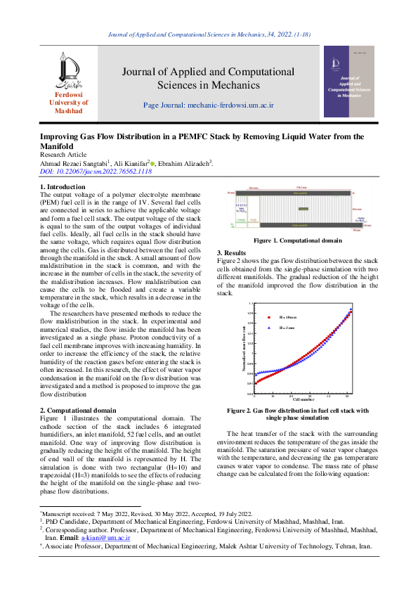 (PDF) Improving the gas flow distribution in a PEMFC stack by removing liquid water from the ...