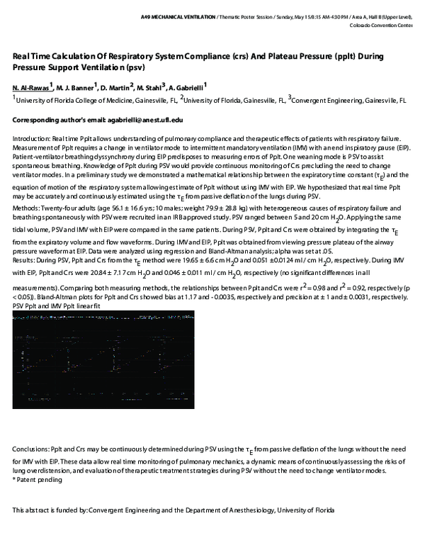 (PDF) Real Time Calculation Of Respiratory System Compliance (CRS) And ...