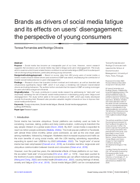 (PDF) Brands as drivers of social media fatigue and its effects on ...