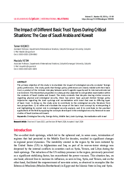 (PDF) The Impact of Different Basic Trust Types During Critical ...