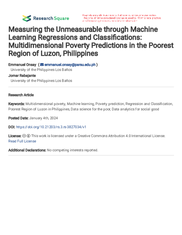 (PDF) Measuring the Unmeasurable through Machine Learning Regressions and Classifications ...