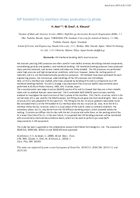 (PDF) HIP bonded Fe–Cu interface shows anomalous Cu phase
