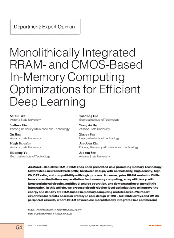 (PDF) Monolithically Integrated RRAM- and CMOS-Based In-Memory Computing Optimizations for ...