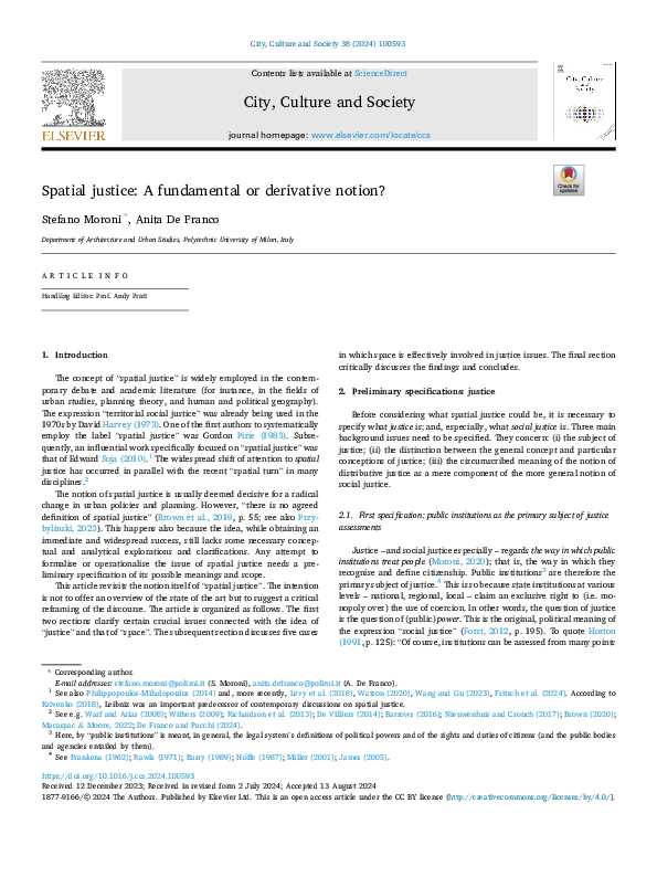 (PDF) Spatial justice: A fundamental or derivative notion?