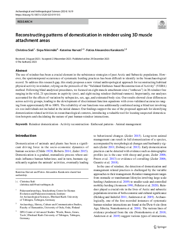 (PDF) Reconstructing patterns of domestication in reindeer using 3D ...