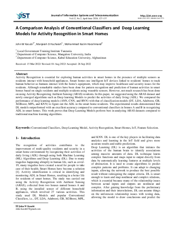 (PDF) A Comparison Analysis of Conventional Classifiers and Deep Learning