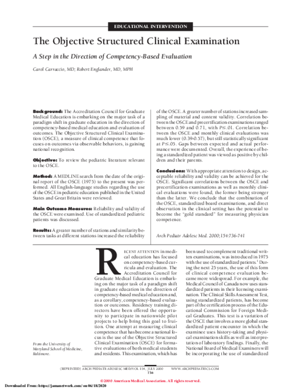 (PDF) The Objective Structured Clinical Examination
