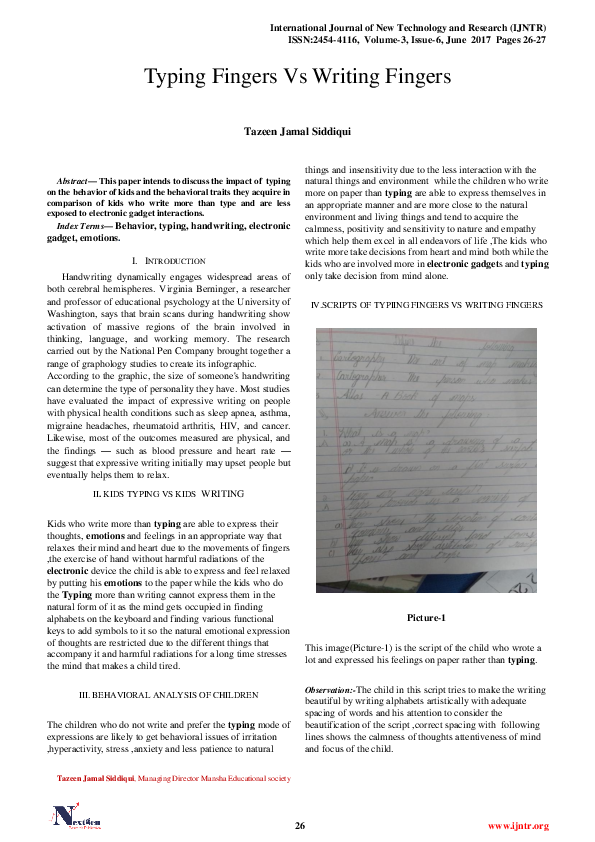 (PDF) Typing Fingers Vs Writing Fingers
