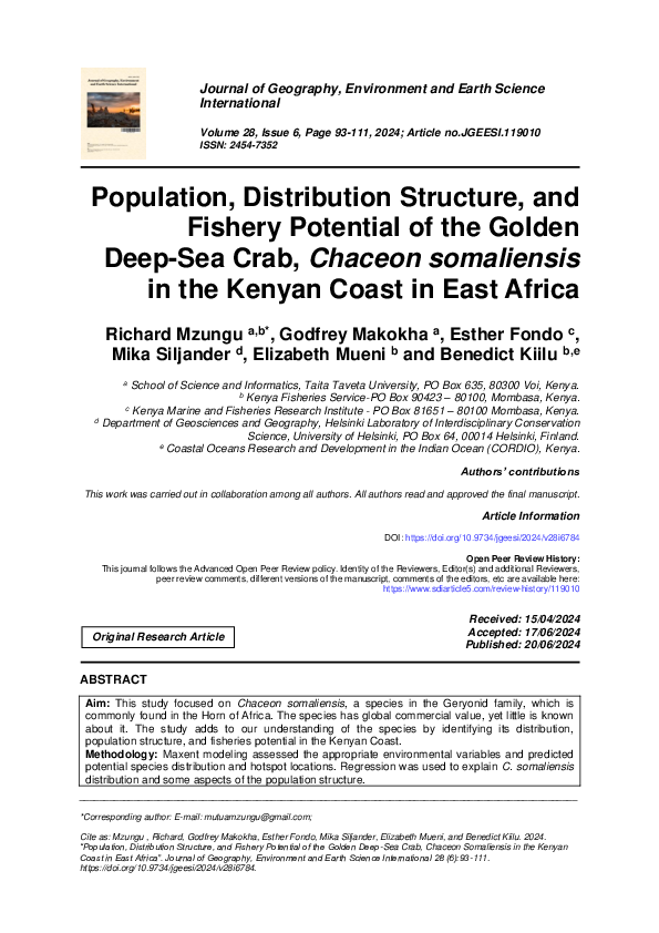 (PDF) Population, Distribution Structure, and Fishery Potential of the ...