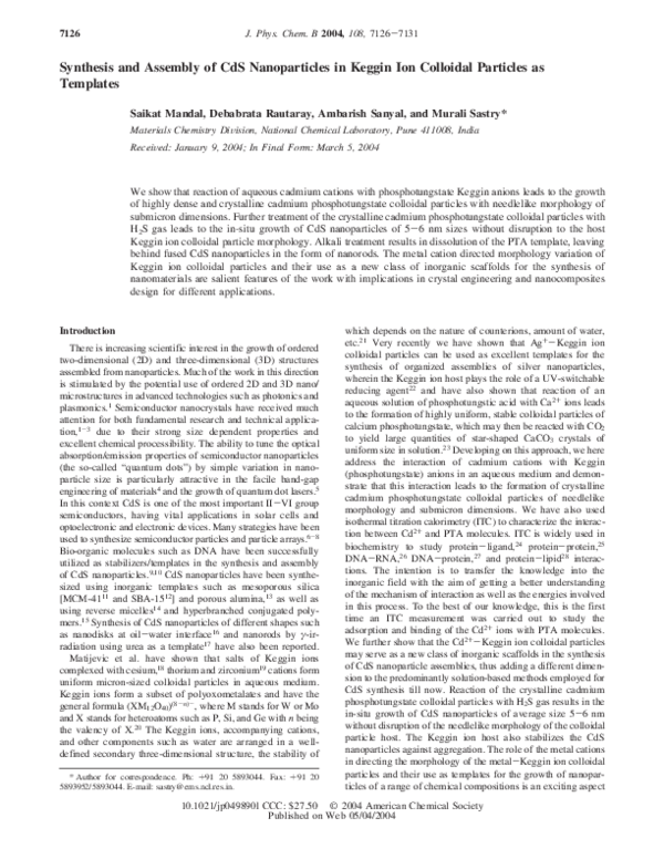 (PDF) Synthesis and Assembly of CdS Nanoparticles in Keggin Ion ...