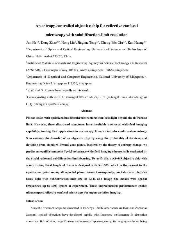 (PDF) An entropy-controlled objective chip for reflective confocal ...