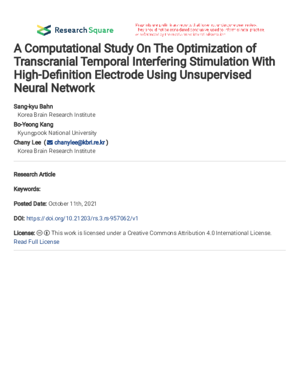 (PDF) A Computational Study On The Optimization of Transcranial Temporal Interfering Stimulation ...