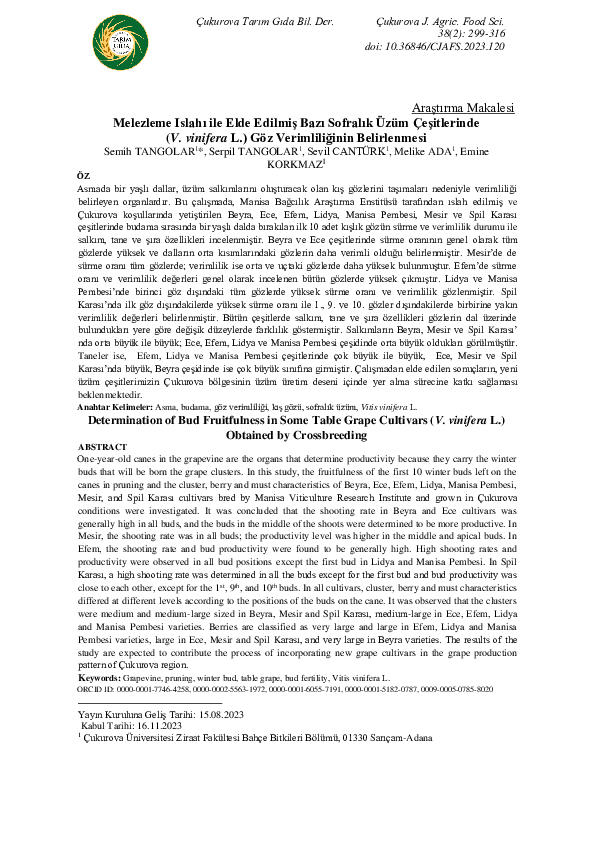 (PDF) Determination of Bud Fruitfulness in Some Table Grape Cultivars ...
