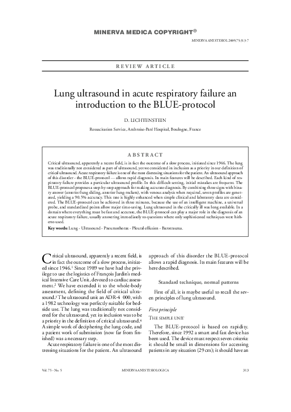 (PDF) Lung ultrasound in acute respiratory failure an introduction to ...