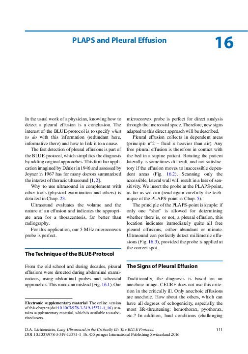 (PDF) PLAPS and Pleural Effusion