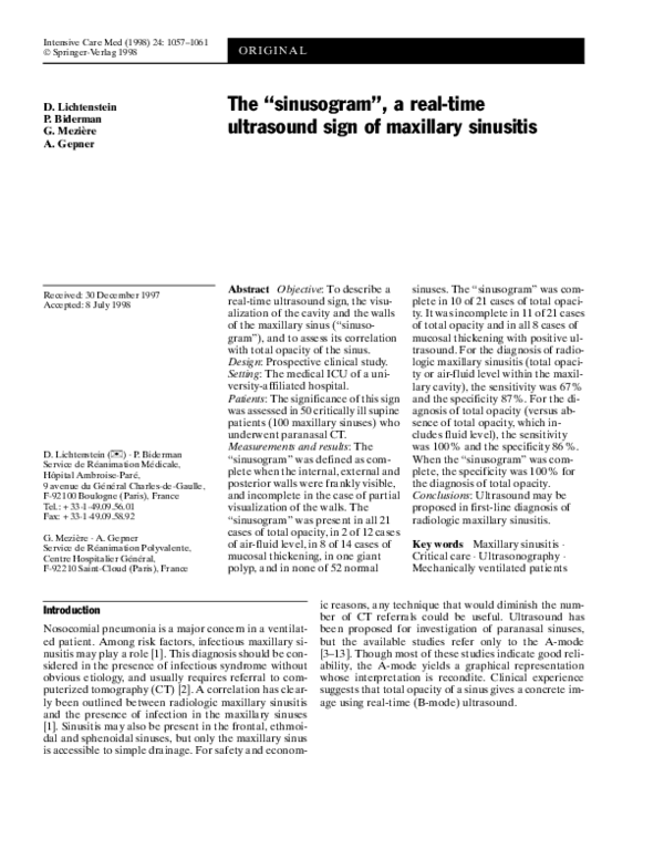 (PDF) The "sinusogram", a real-time ultrasound sign of maxillary sinusitis