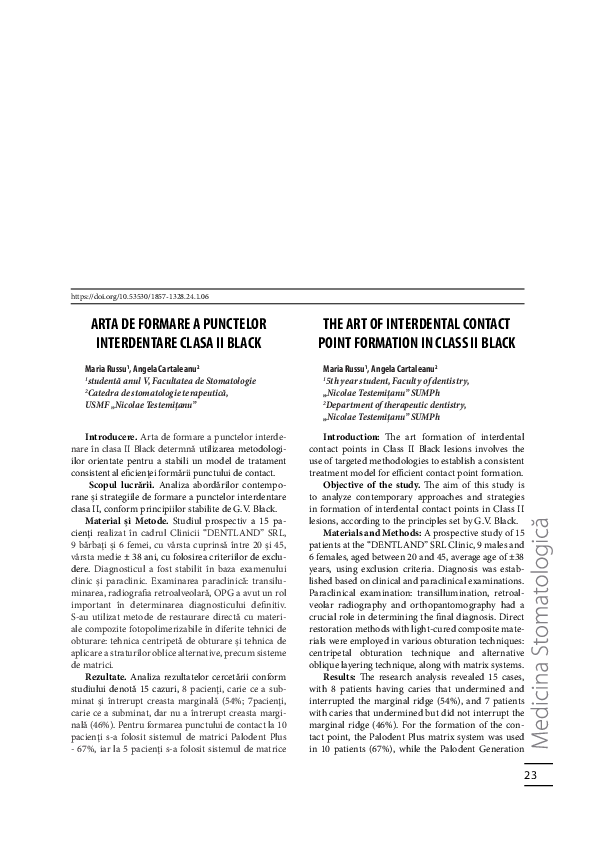 (PDF) The art of interdental contact point formation in Class II Black