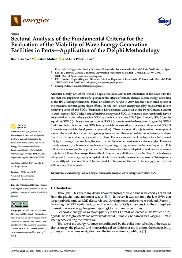 (PDF) Sectoral Analysis of the Fundamental Criteria for the Evaluation of the Viability of Wave ...