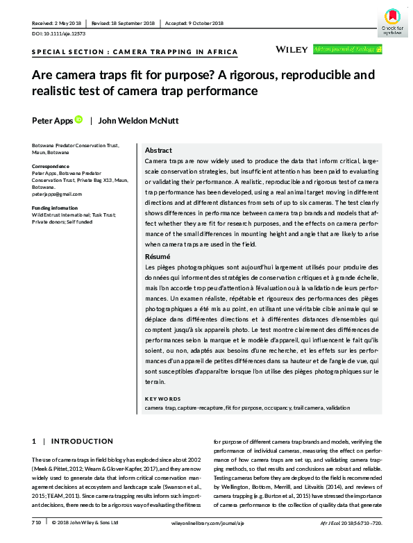 (PDF) Are camera traps fit for purpose? A rigorous, reproducible and ...