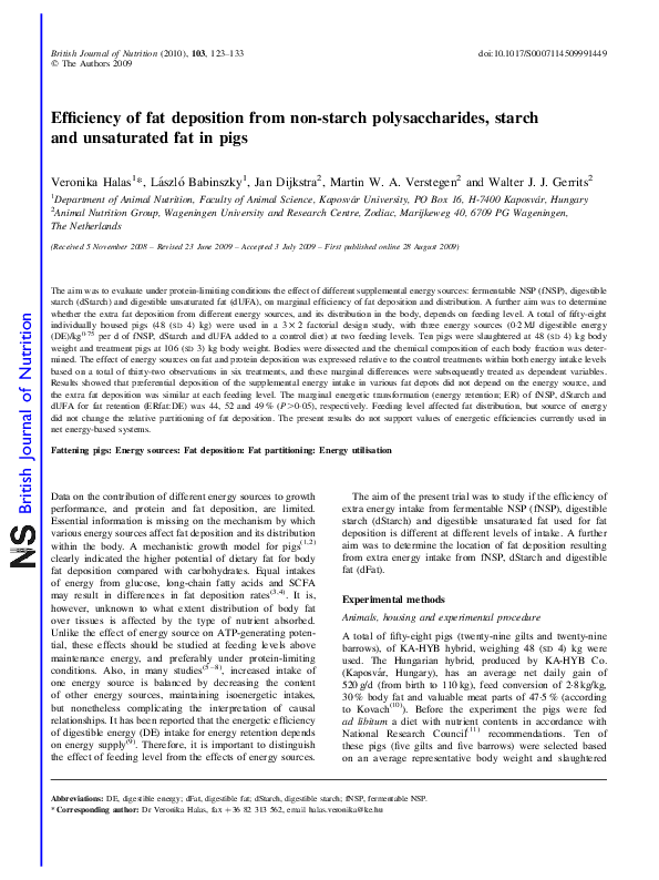 (PDF) Efficiency of fat deposition from non-starch polysaccharides ...